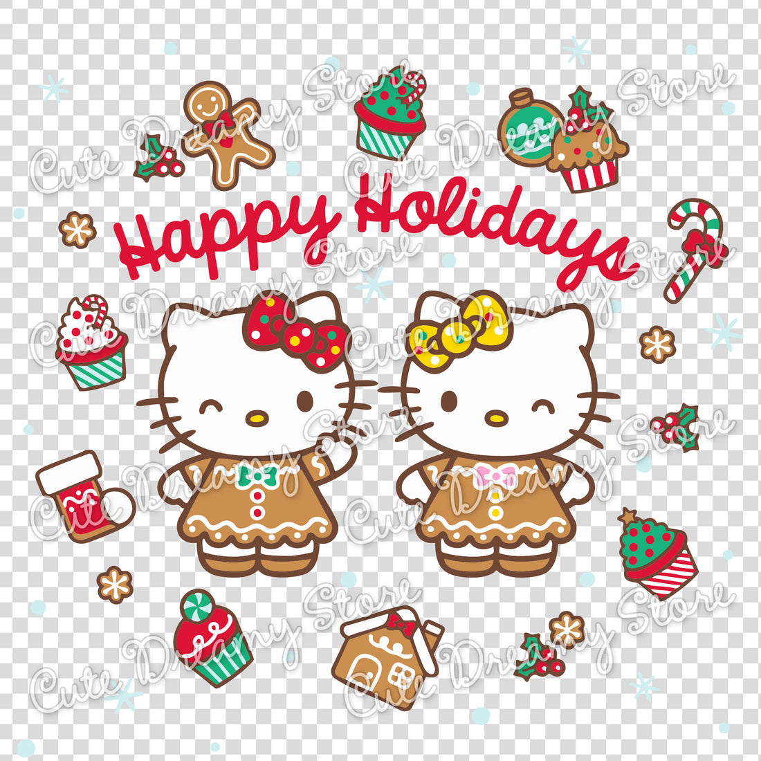 Christmas Hello Kitty Gingerbread Clipart with Cupcakes SVG / PNG / EPS ...