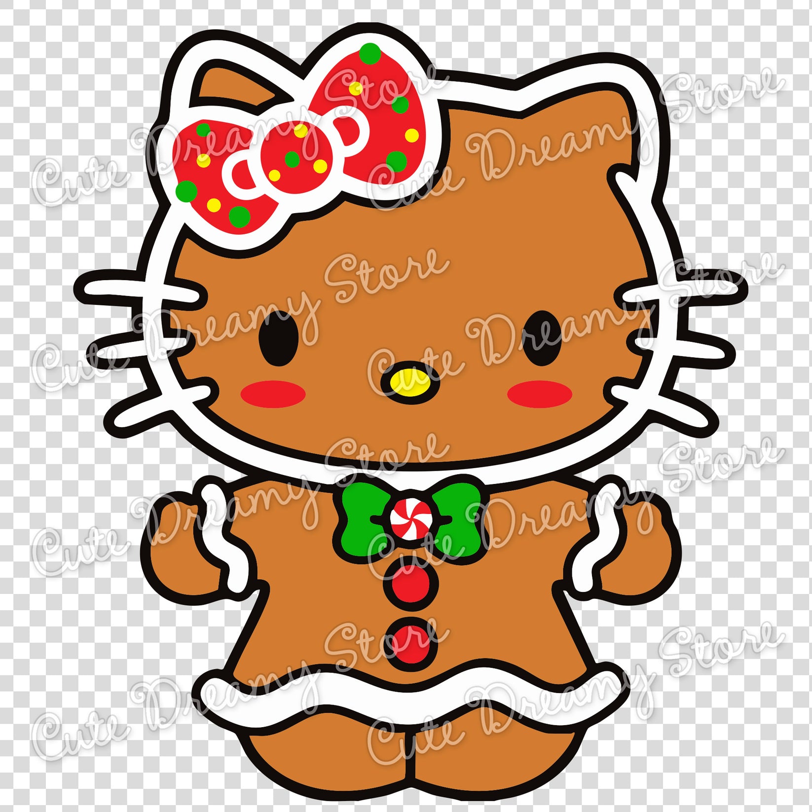Christmas Hello Kitty Gingerbread Cookie Clipart SVG / PNG / EPS vector ...