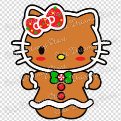 Christmas Hello Kitty Gingerbread Cookie Clipart SVG / PNG / EPS vector ...