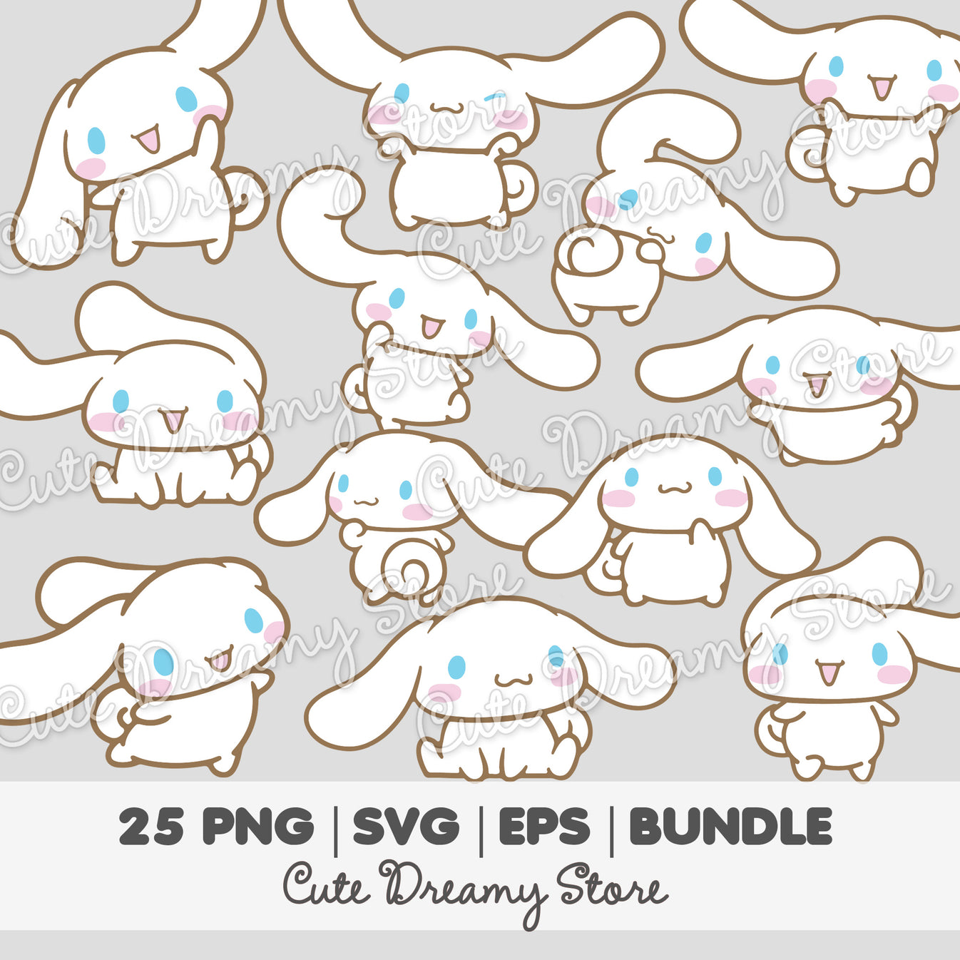 Cinnamoroll 25 Poses Bundle Clipart SVG / PNG / EPS vector – Cute ...