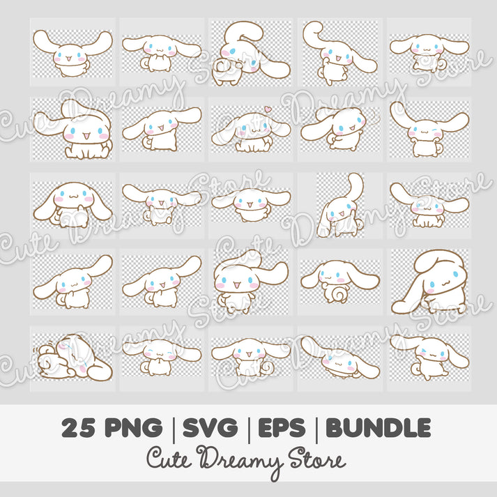 Cinnamoroll 25 Poses Bundle Clipart SVG / PNG / EPS vector – Cute ...