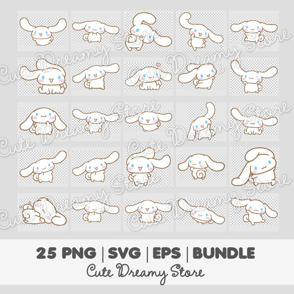 Cinnamoroll 25 Poses Bundle Clipart SVG / PNG / EPS vector – Cute ...