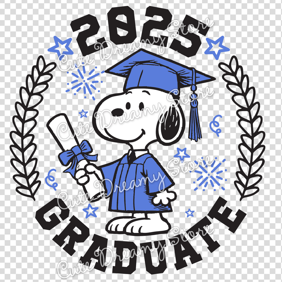 Graduation Snoopy Clipart Class of 2025 BLUE SVG / PNG / EPS vector ...