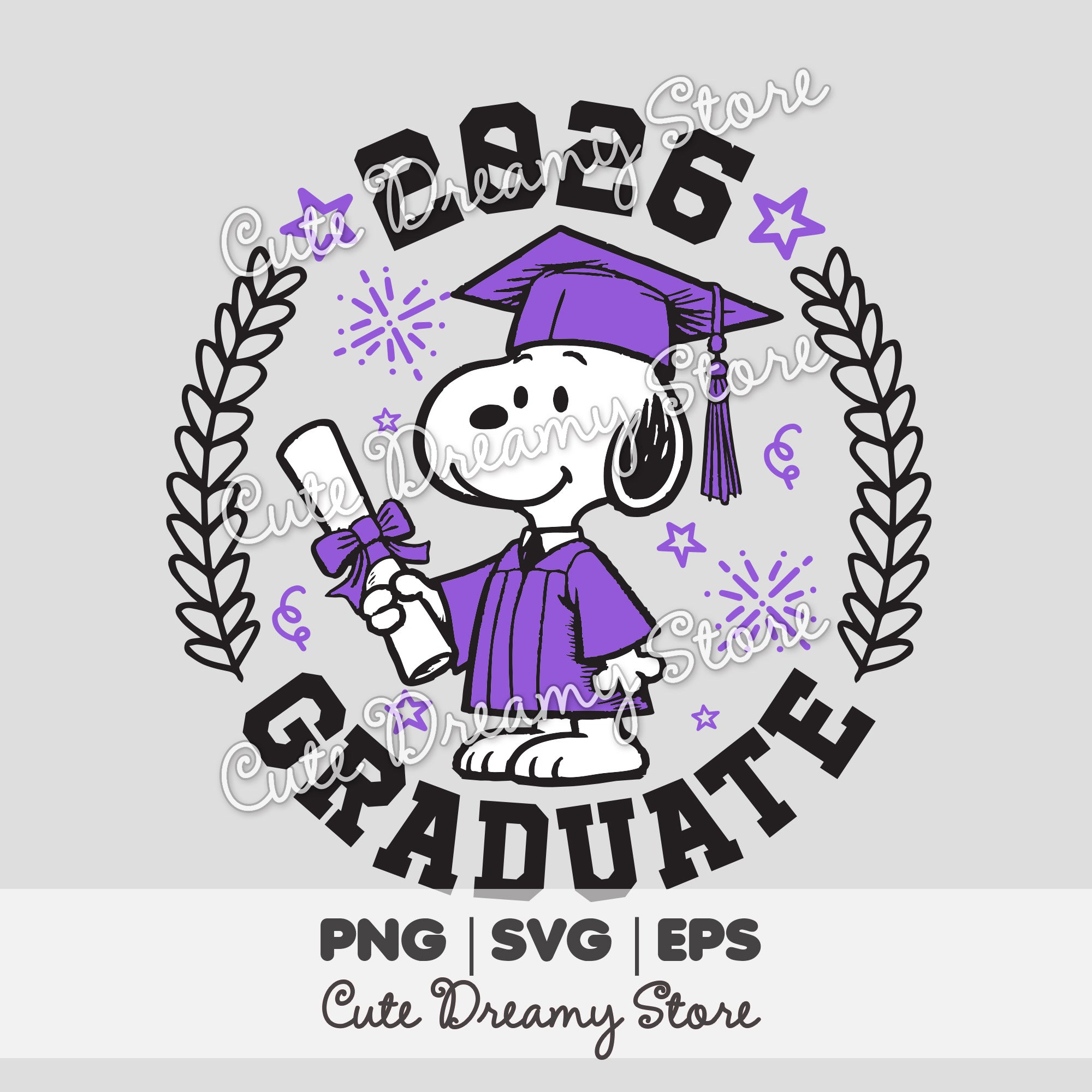 Snoopy 2026 Graduation Clipart in Purple – SVG, PNG & EPS Vector ...