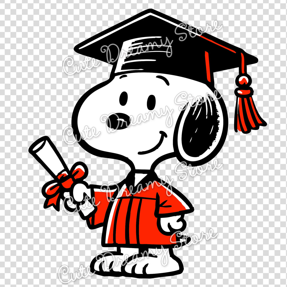 Graduation Snoopy in RED SVG / PNG / EPS vector – Cute Dreamy Store