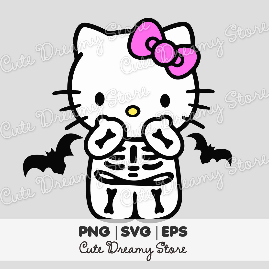 Halloween Skeleton Hello Kitty Clipart SVG / PNG / EPS vector 02 – Cute ...