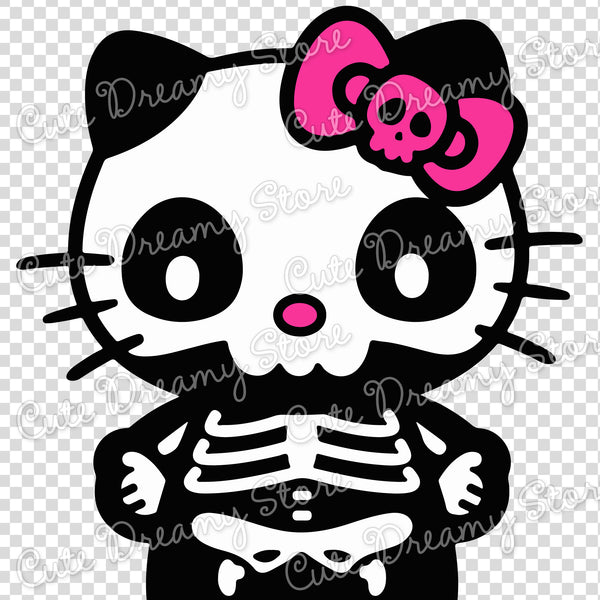 Halloween Skeleton Hello Kitty Clipart SVG / PNG / EPS vector – Cute ...