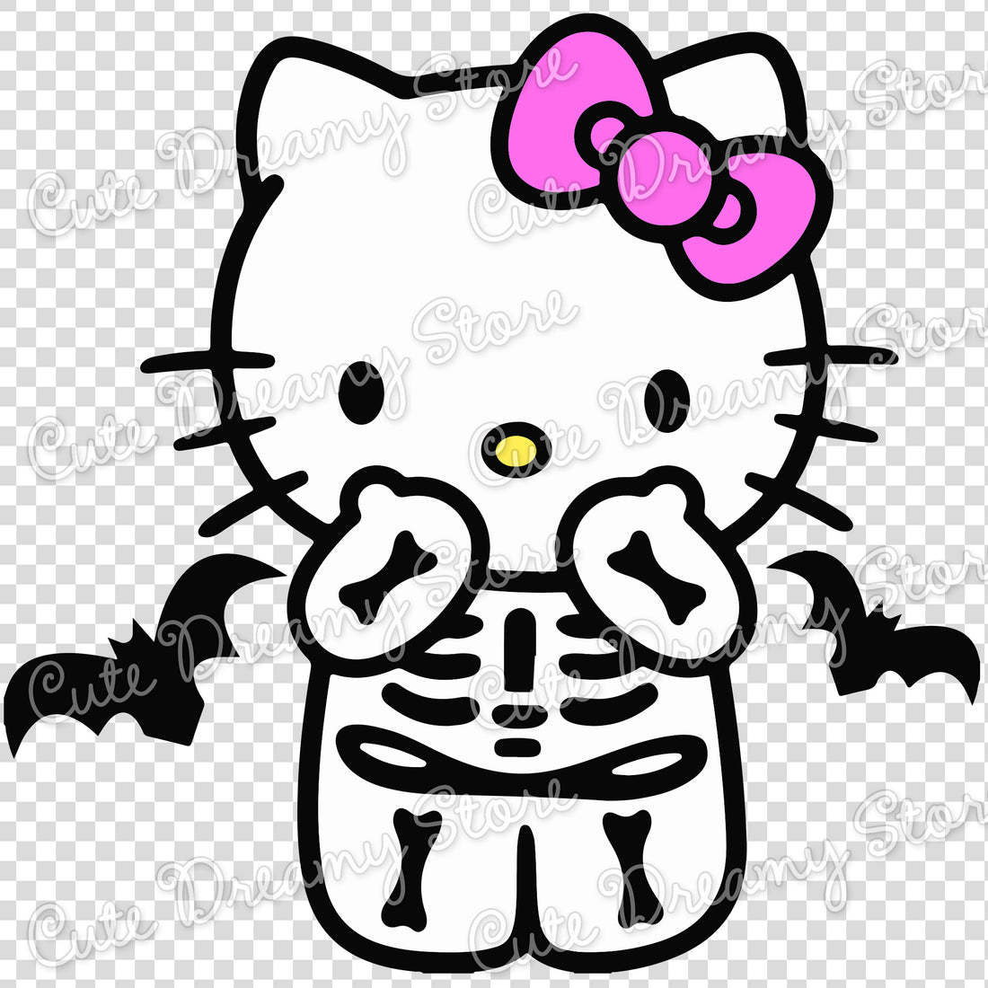 Clipart de Hello Kitty con esqueleto de Halloween SVG/PNG/EPS Vector ...