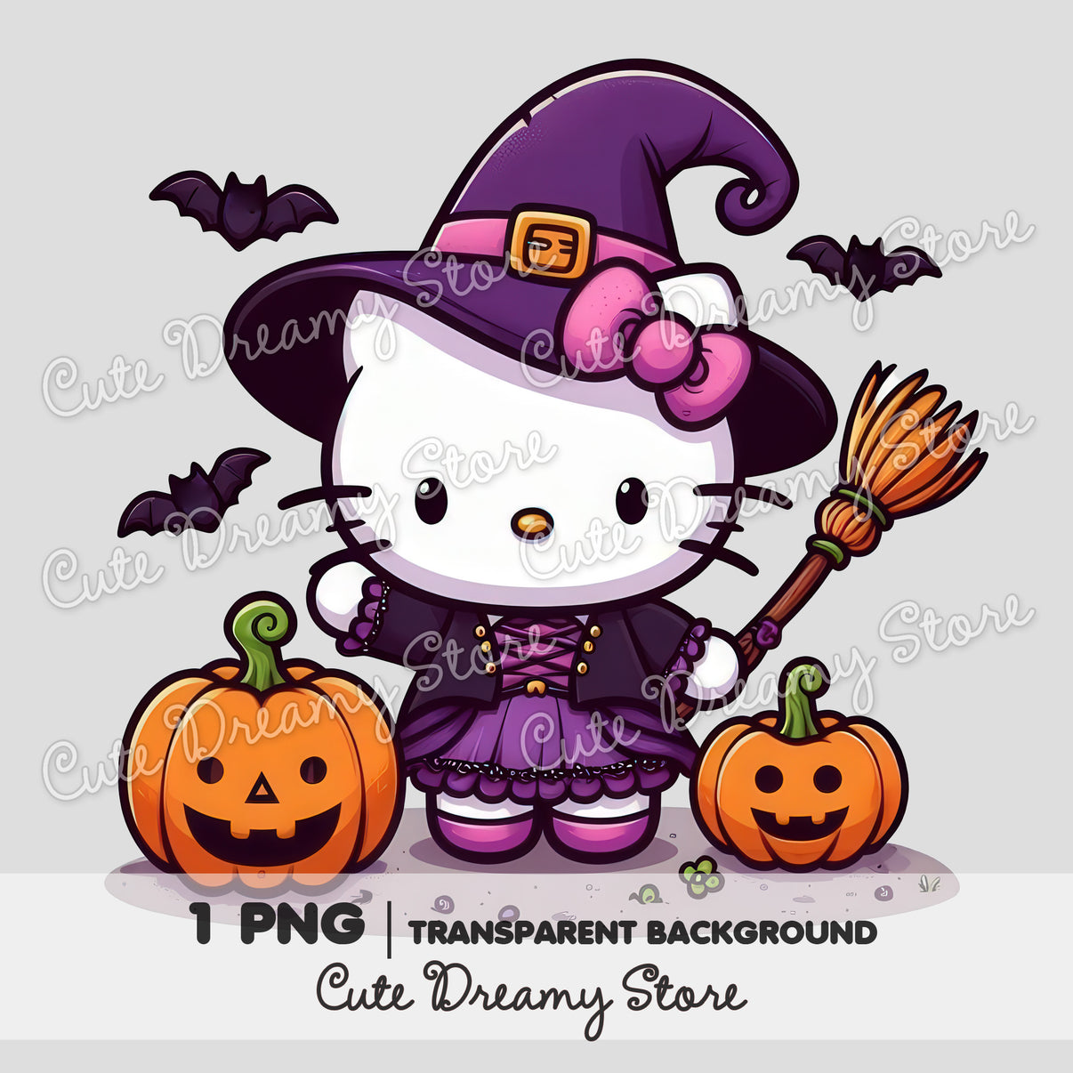 Halloween Witch Hello Kitty Clipart 01 / PNG Transparent Background ...