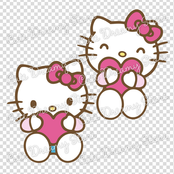 Hello Kitty Holding Heart Clipart SVG / PNG / EPS vector – Cute Dreamy ...