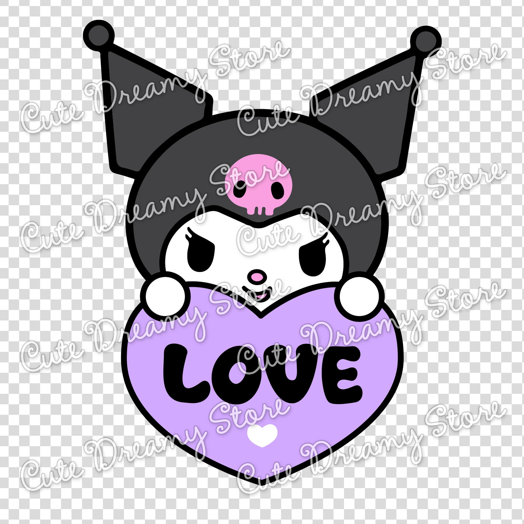 Kuromi Love Heart Clipart SVG / PNG / EPS vector – Cute Dreamy Store