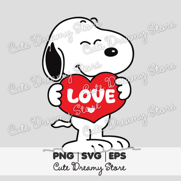 Snoopy Love Heart Clipart SVG / PNG / EPS vector – Cute Dreamy Store