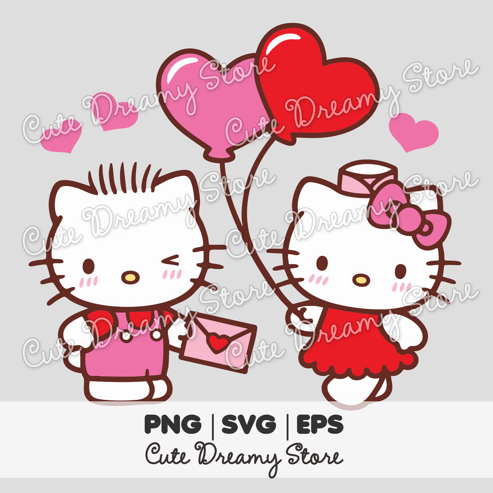 Valentine's Day Hello Kitty and Boyfriend Clipart SVG / PNG / EPS ...