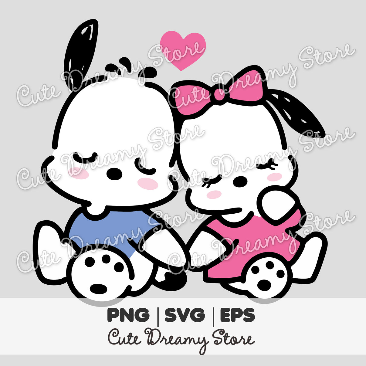 Valentine's Day Pochacco & Pochamii Love Clipart SVG / PNG / EPS vector ...