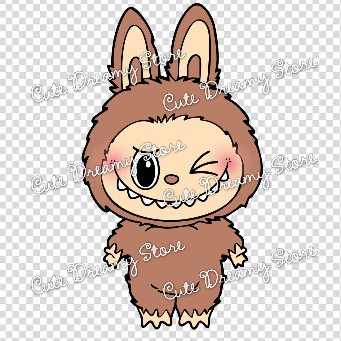 Brown Labubu Transparent PNG Clipart – Digital Download – Cute Dreamy Store
