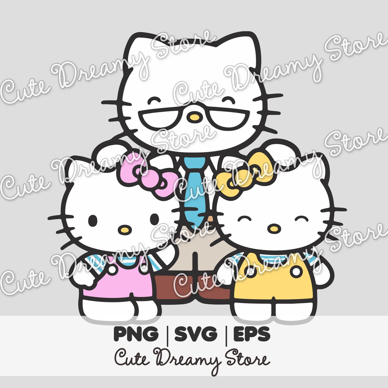 Father’s Day Hello Kitty Clipart SVG / PNG / EPS vector 01 – Cute ...