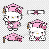 Graduation Hello Kitty Clipart SVG Bundle in Pink - Cute Dreamy Store