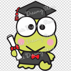 Graduation Keroppi Clipart SVG / PNG / EPS Vector | Cute Dreamy Store