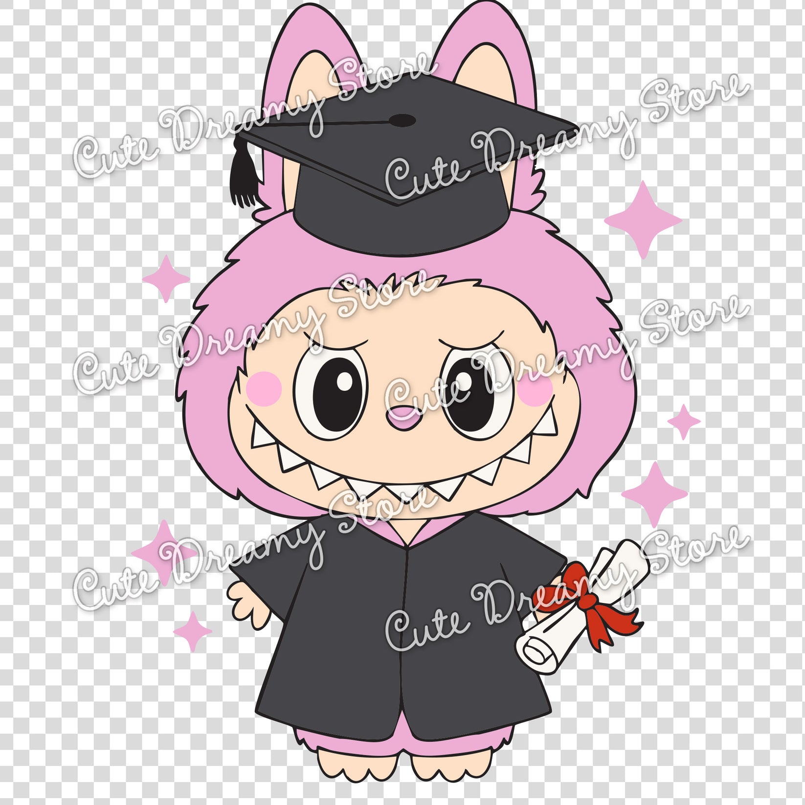 Graduation Labubu clipart set SVG / PNG / EPS vector – Cute Dreamy Store