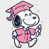 Graduation Snoopy in PINK Clipart SVG / PNG / EPS vector – Cute Dreamy ...