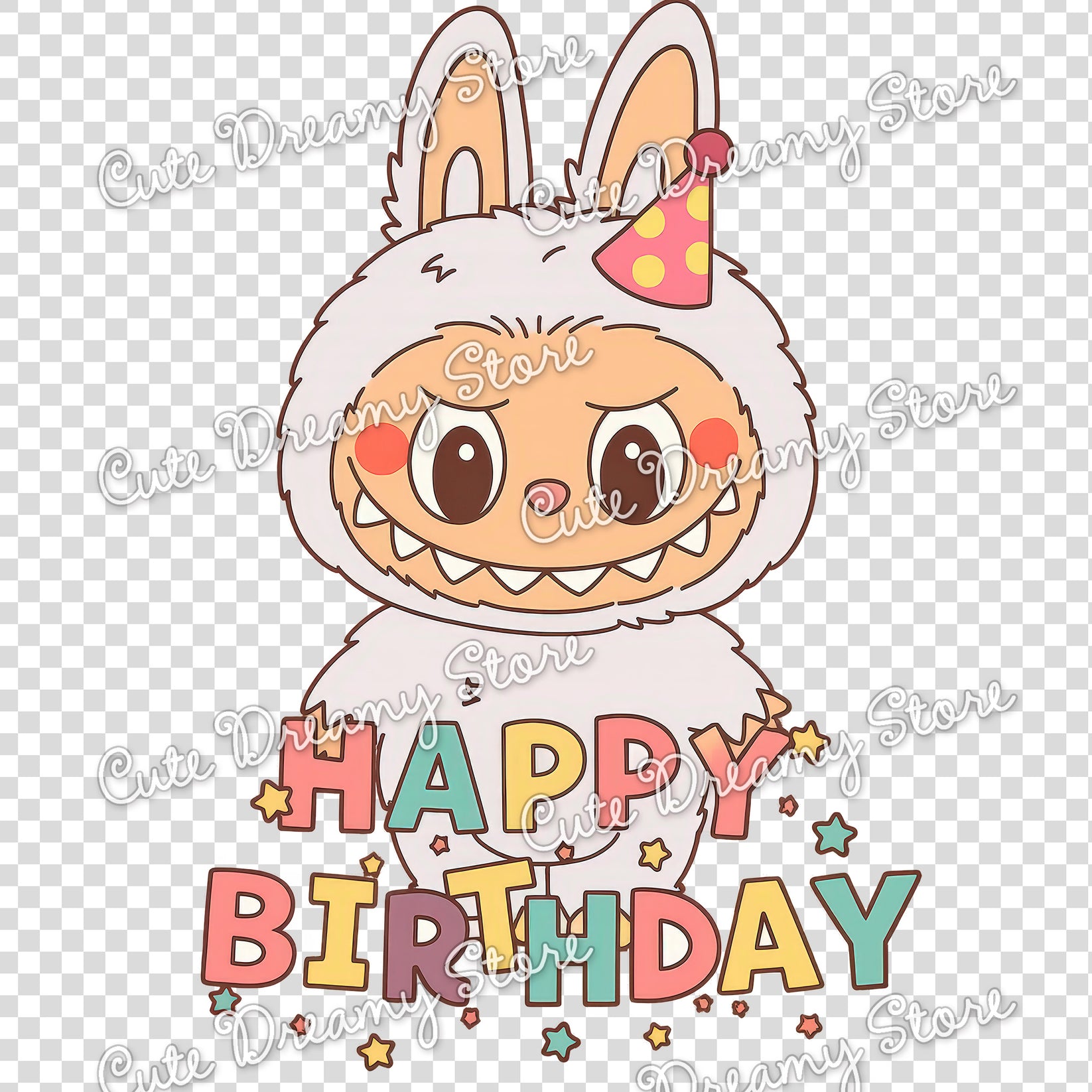 Labubu Happy Birthday Bundle Clipart / PNG transparent backgrounds ...