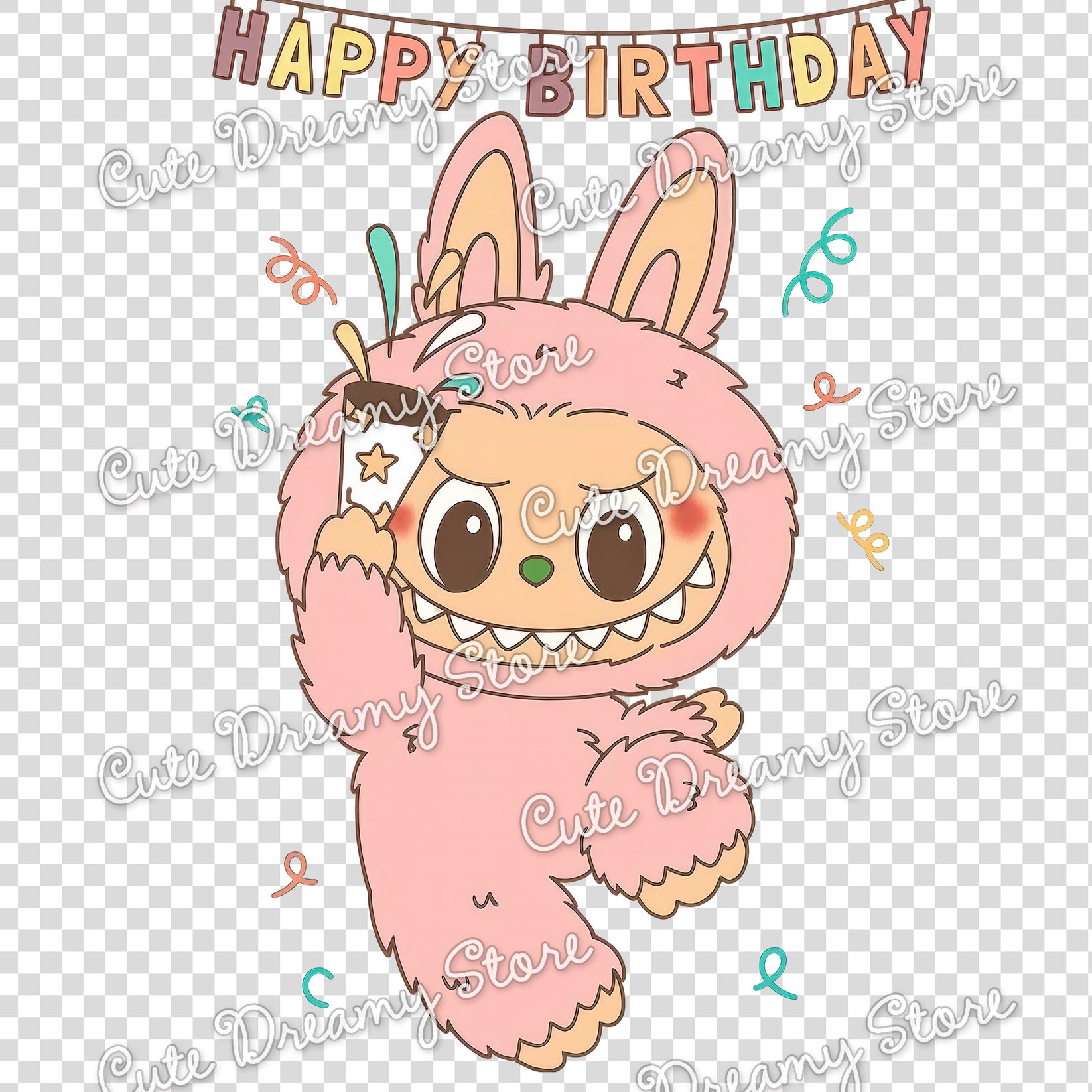 Labubu Happy Birthday Bundle Clipart / PNG transparent backgrounds ...