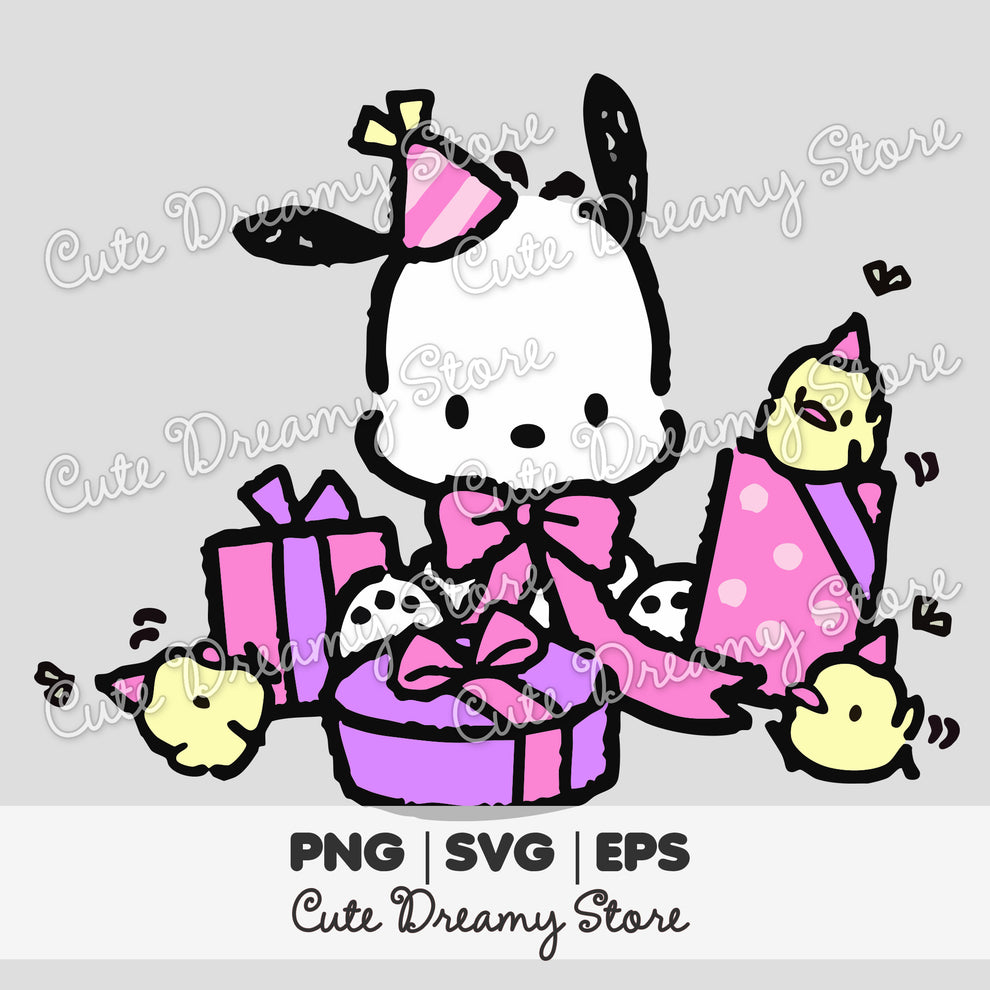 Pochacco Birthday Gift Clipart SVG PNG EPS Download – Cute Dreamy Store
