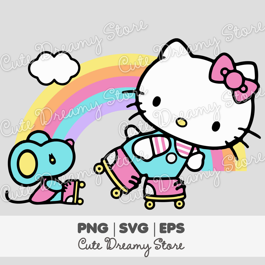 Rainbow Roller Skates Hello Kitty & Friends Clipart SVG / PNG / EPS ...