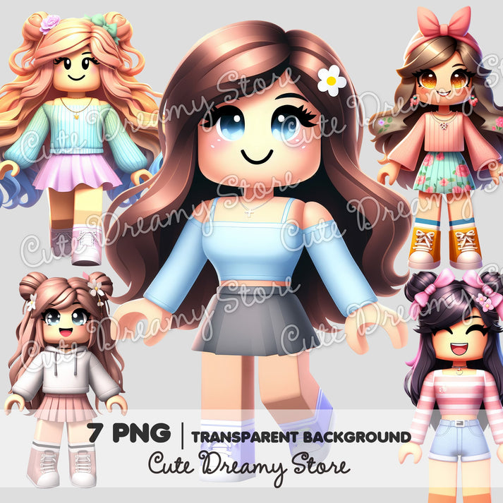 Roblox Gamer Girls Bundle Clipart / PNG transparent background – Cute ...